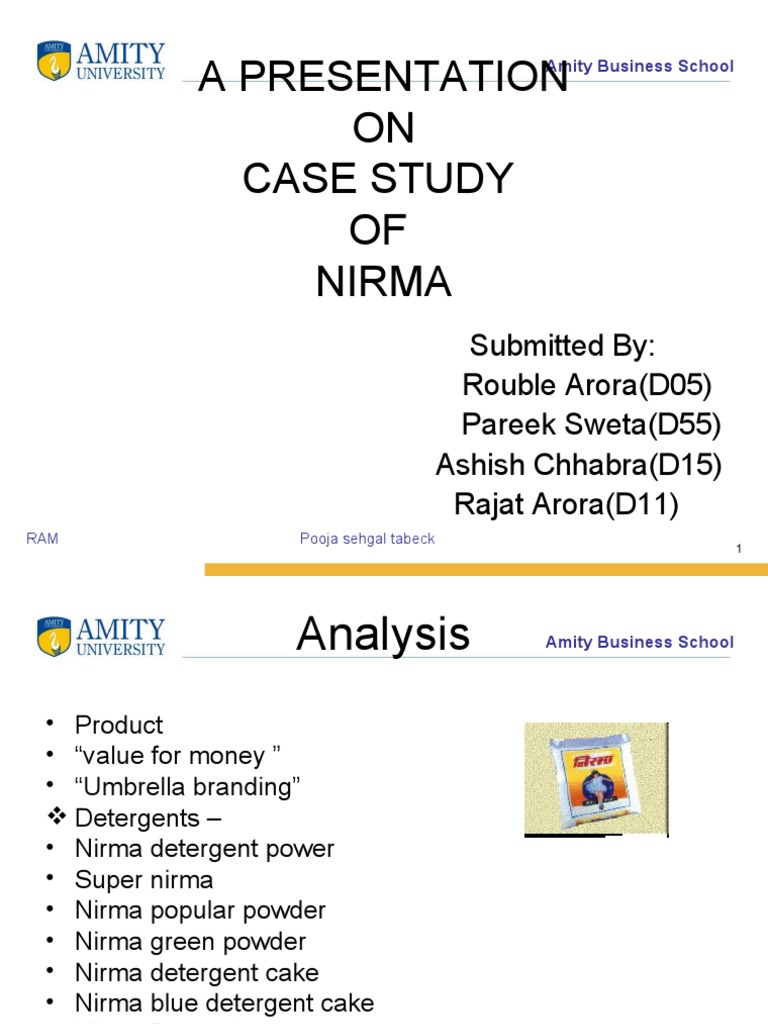 A Presentation ON Case Study OF Nirma | PDF | Cleaning Products | Business