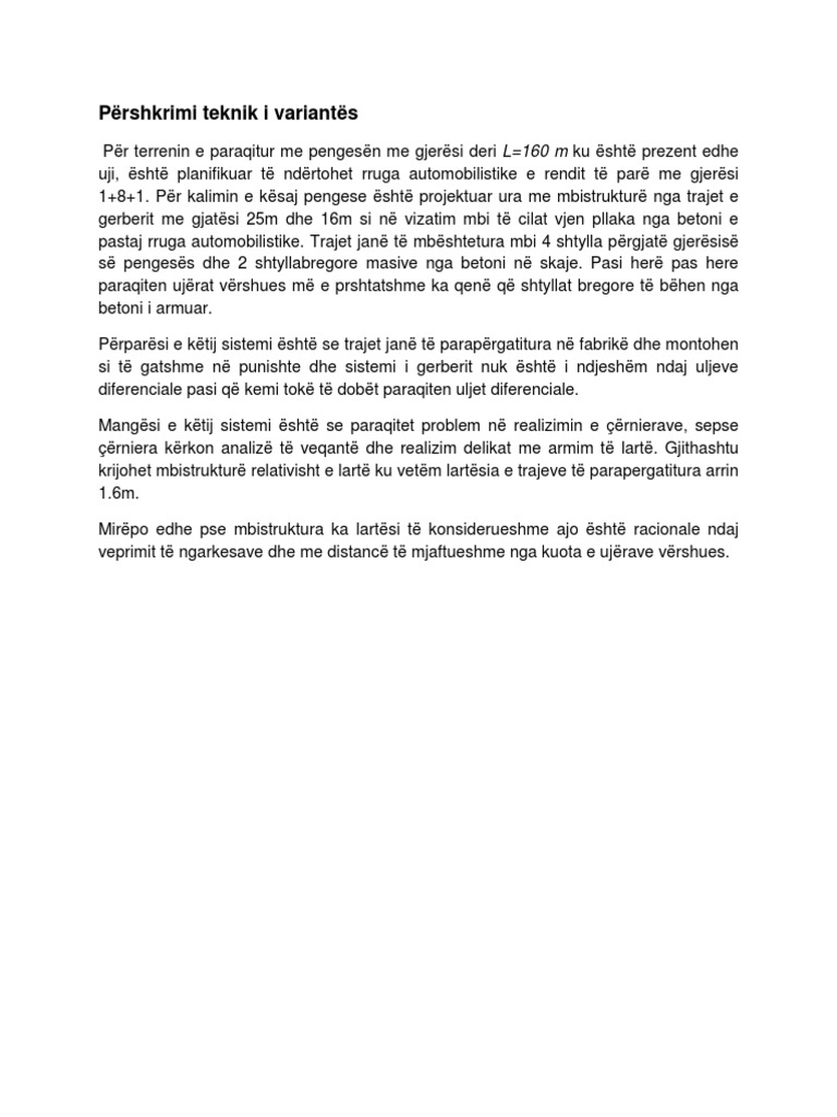 Pershkrimi Teknik I Variantes Se Ures | PDF