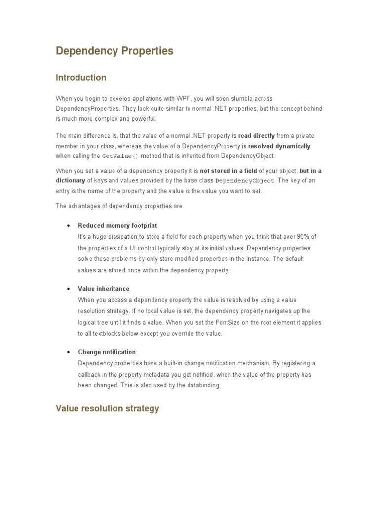 Understanding Dependency Properties in WPF | PDF | Windows Presentation Foundation | Method ...