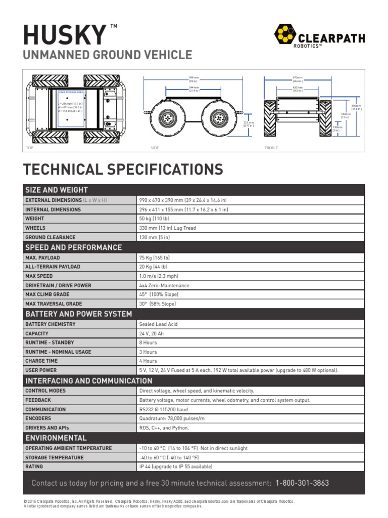 Husky DataSheet 2016 | PDF | Electrical Engineering | Vehicles