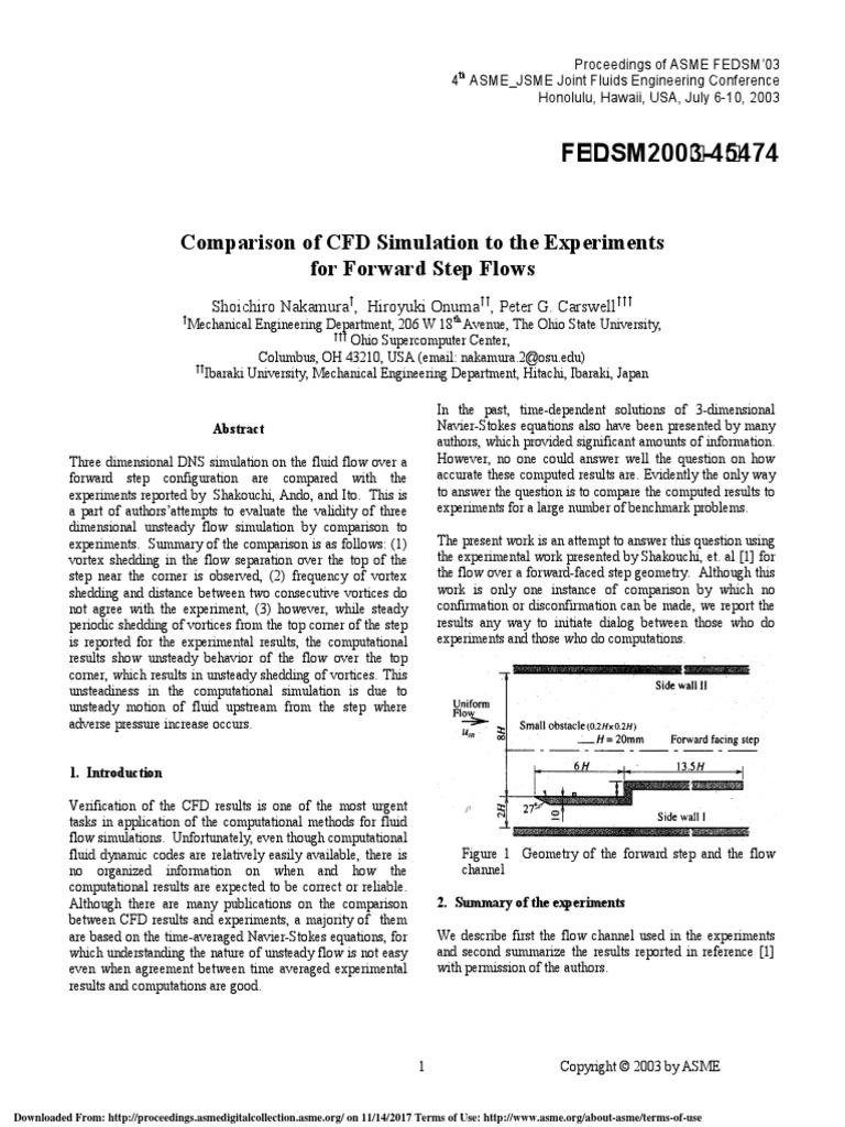 Comparison of CFD Simulation To The Experiments For Forward Step Flows ...