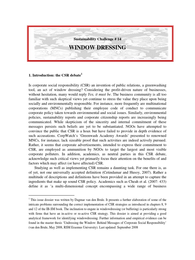 Challenge Window Dressing | PDF | Corporate Social Responsibility ...