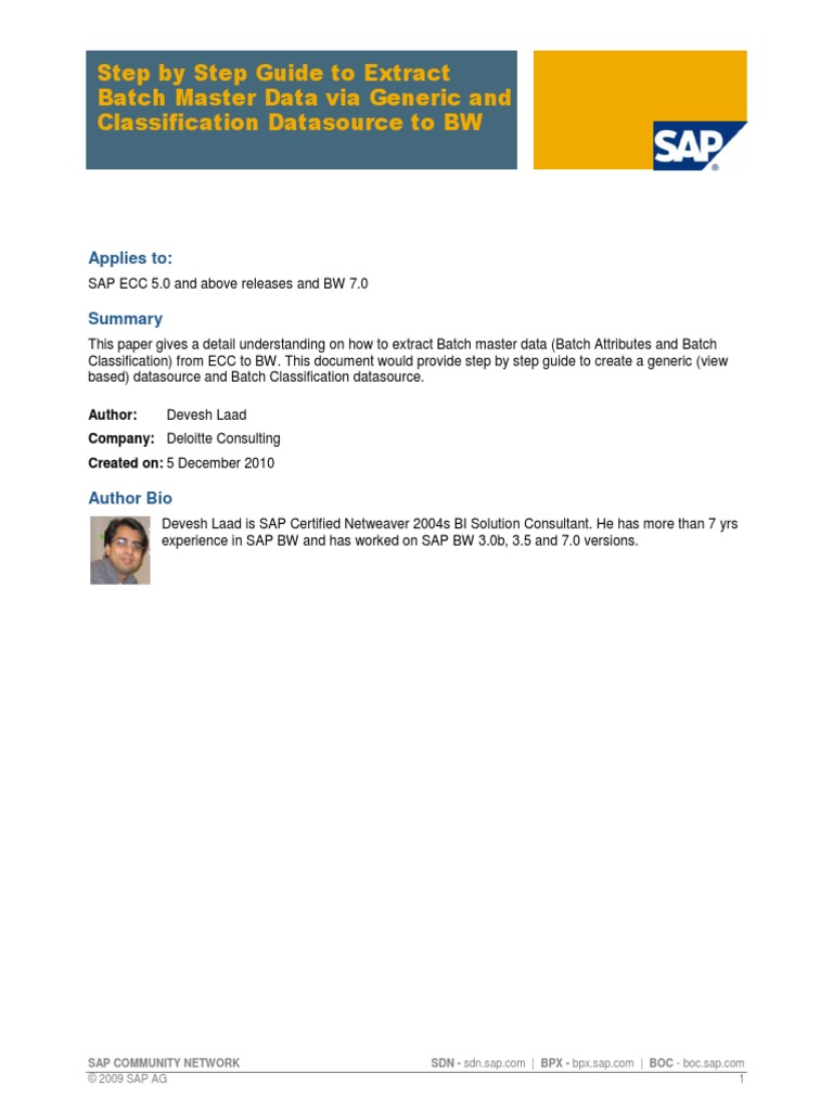 How To Extract Batch Master Data Via Generic and Classification ...