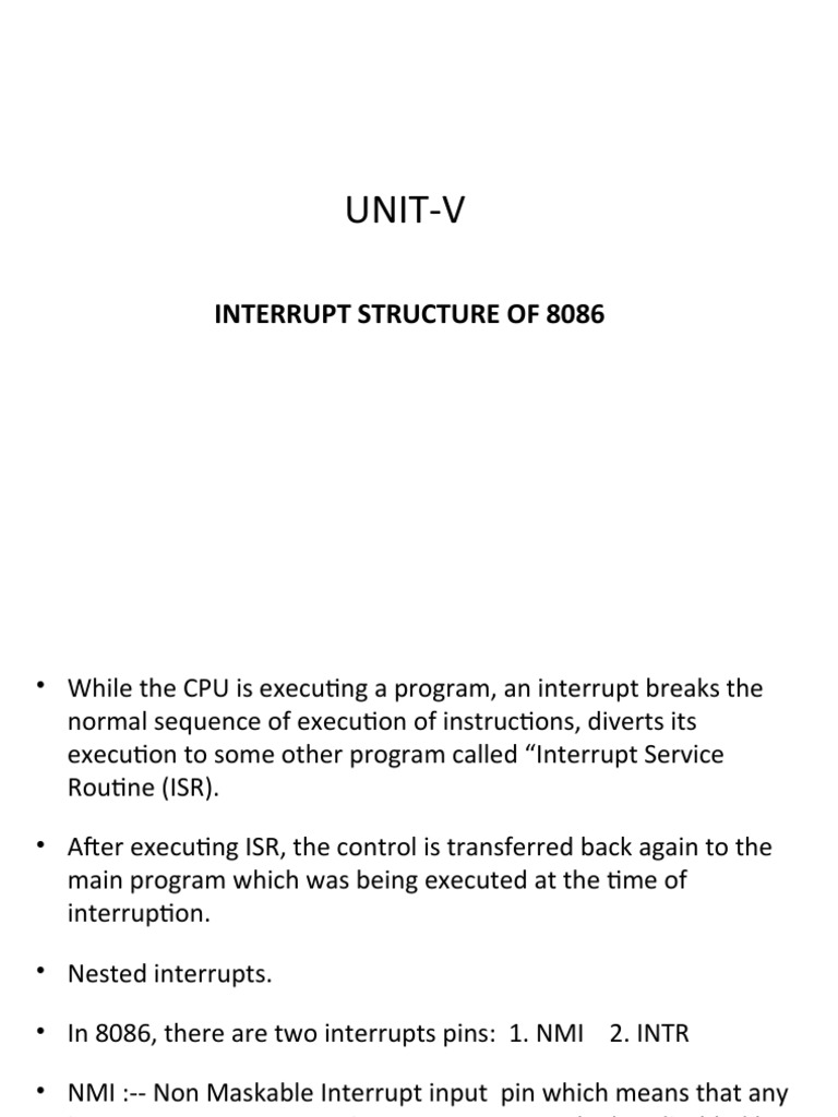 Unit-V: Interrupt Structure of 8086 | PDF | Office Equipment | Computer ... Unit-V: Interrupt Structure of 8086 | PDF | Office Equipment | Computer ...