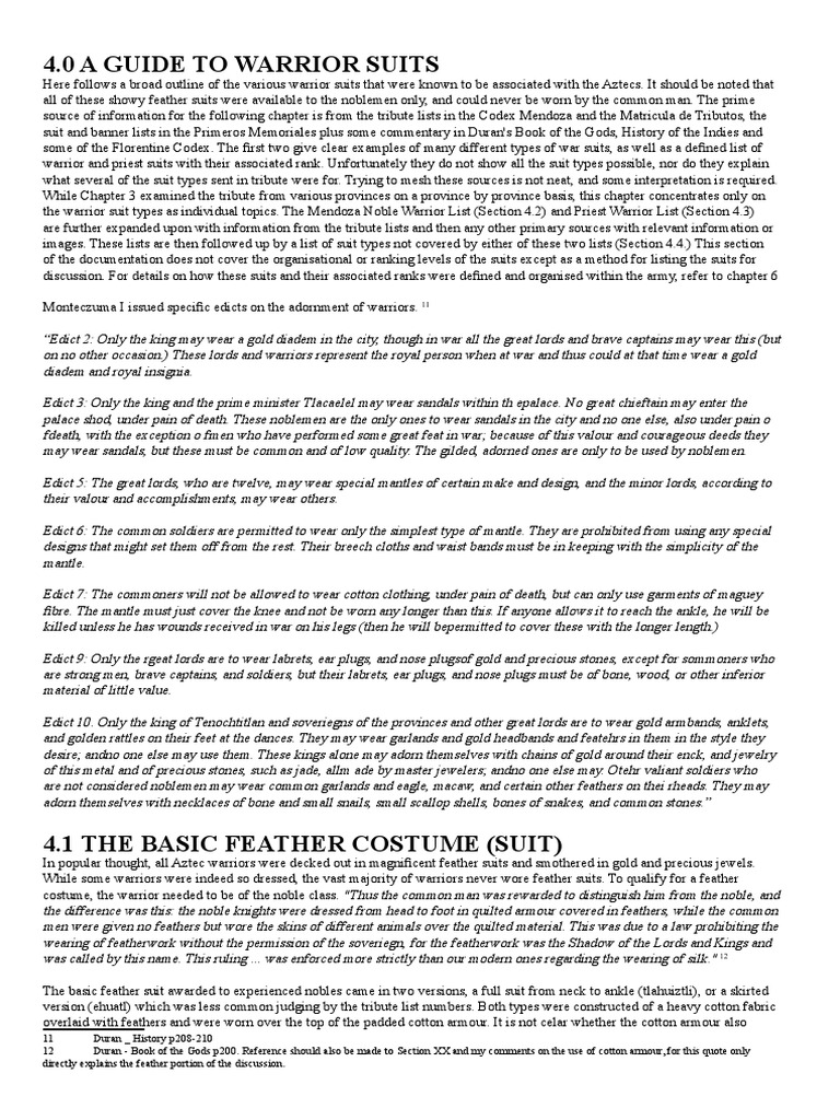 Aztec Suits and Equipment | PDF | Aztec | Clothing