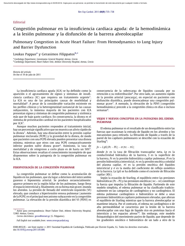 Congestion Pulmonar | PDF | Edema | Inflamación