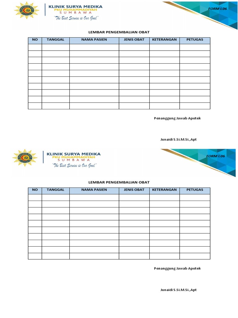 Lembar Pengembalian (Retur) Obat | PDF