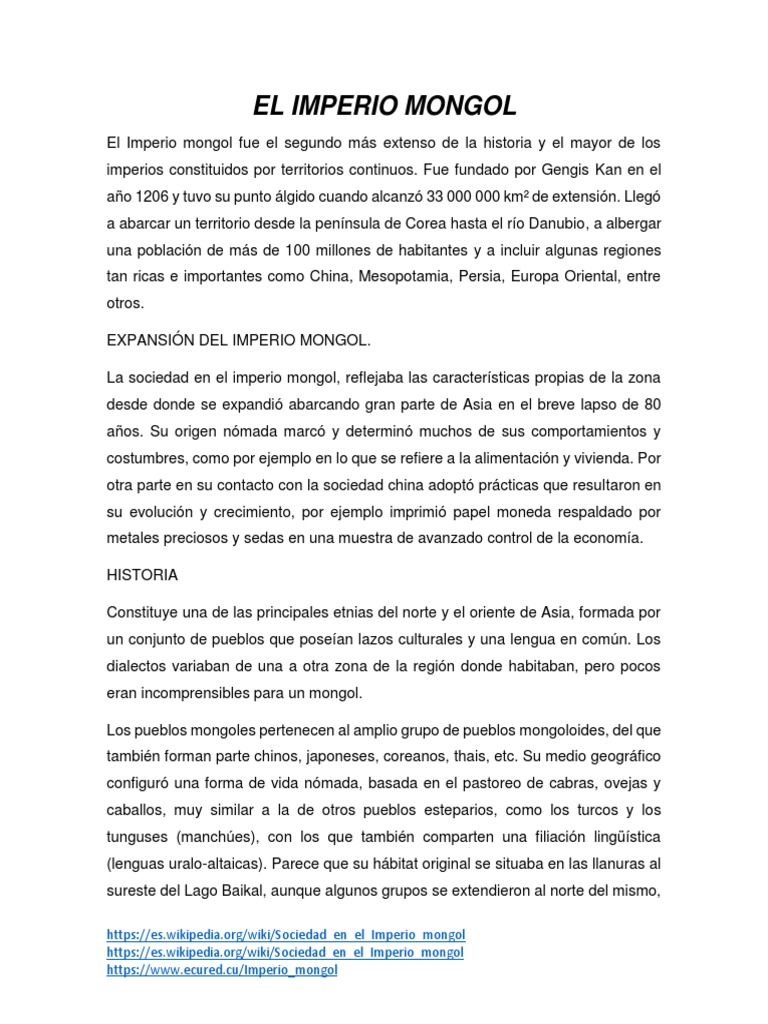 El Imperio Mongol | PDF | Imperio mongol