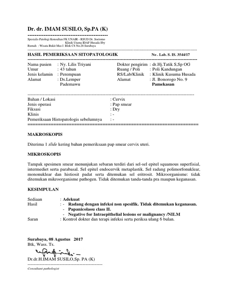 Dr. Dr. IMAM SUSILO, SP - PA (K) | PDF