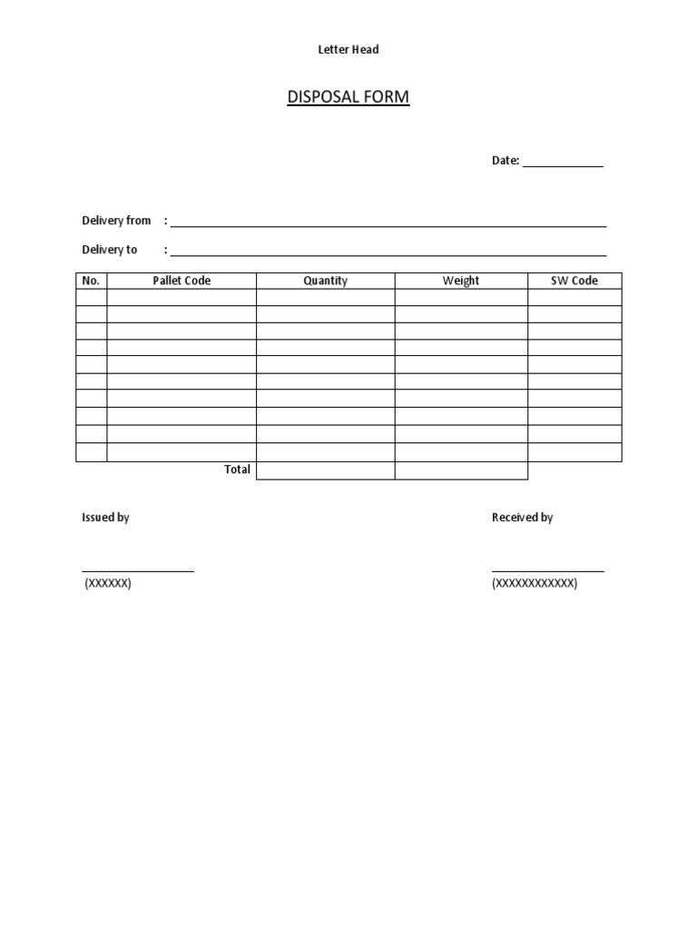 Disposal Form 1 | PDF