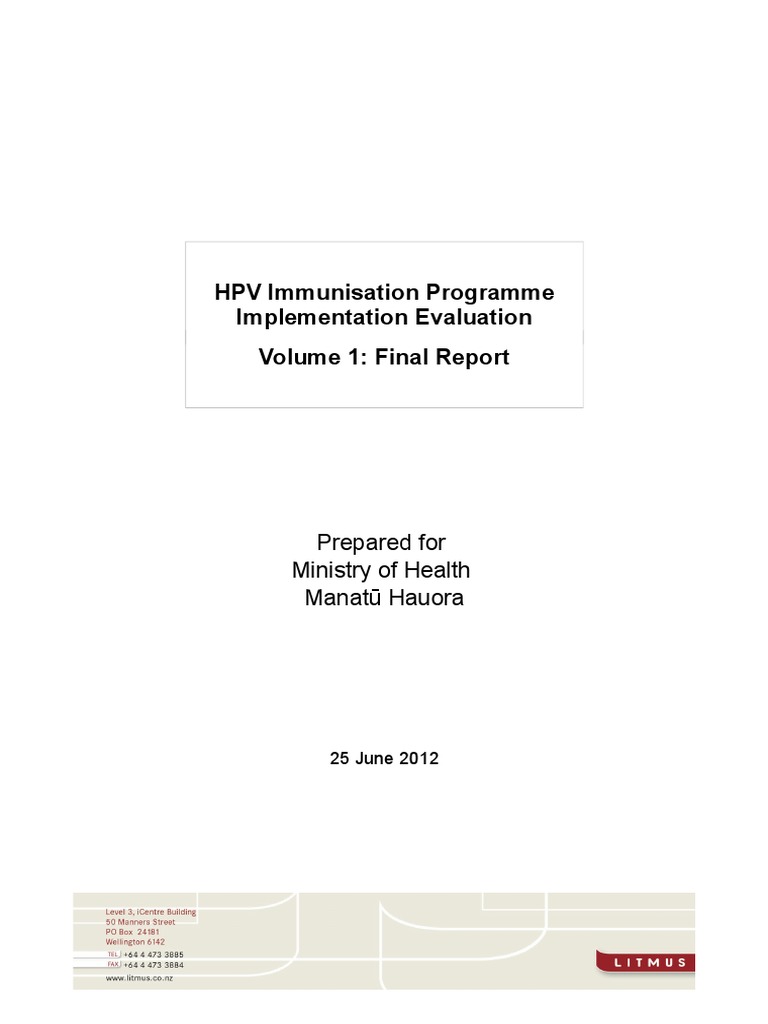 HPV Immunisation Programme Implementation Evaluation Volume 1: Final ...