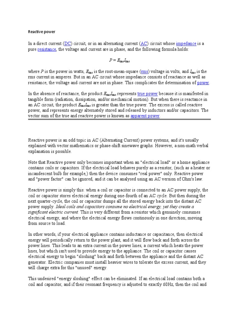 Reactive Power | PDF | Ac Power | Inductor