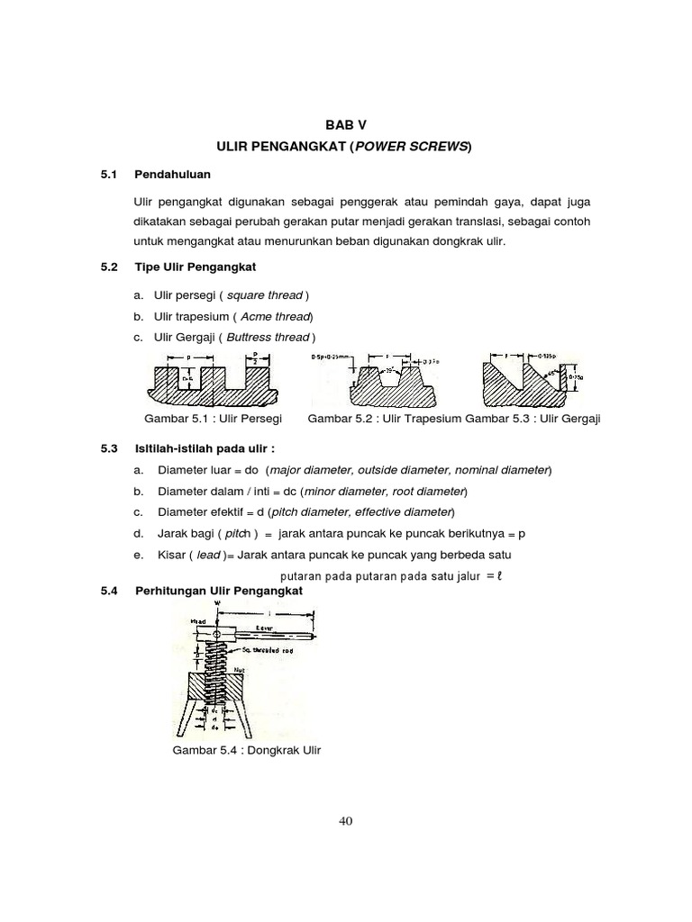 Tipe dan Perhitungan Ulir Pengangkat | PDF