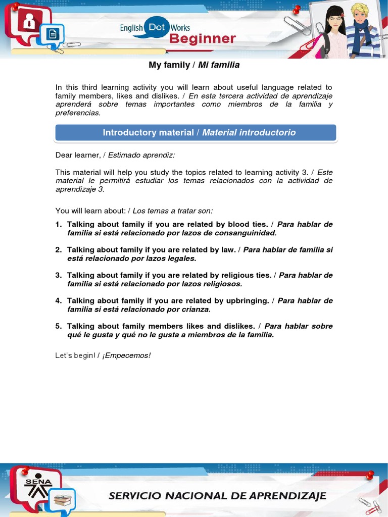 Material My Family PDF | PDF | Familia | Lingüística