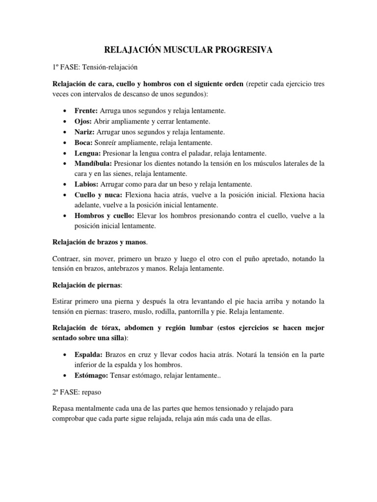 Relajación Muscular Progresiva | PDF | Naturaleza