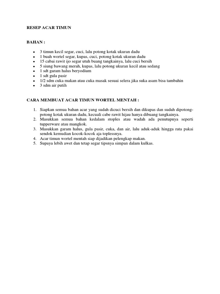 Resep Acar Timun | PDF