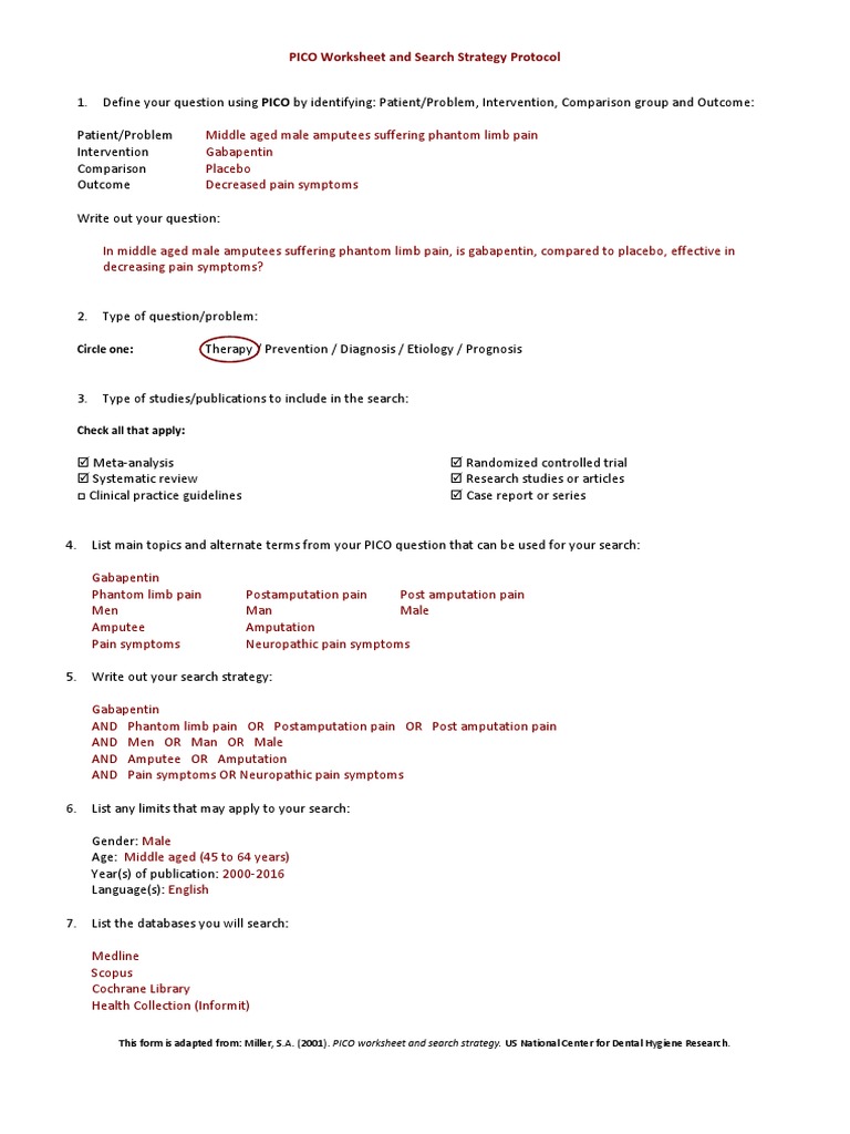 PICO Worksheet and Search Strategy Protocol: Circle One | PDF