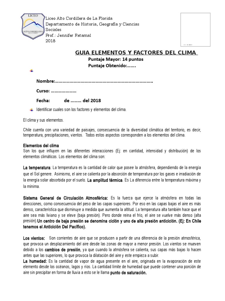 Guía de Clima para Estudiantes | PDF | Clima | Humedad