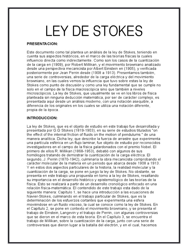 Ley de Stokes | PDF | Mecanica clasica | Cantidades fisicas