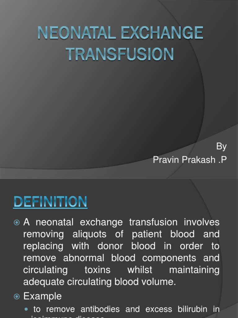 Neonatal Exchange Transfusion | Download Free PDF | Blood Transfusion ...