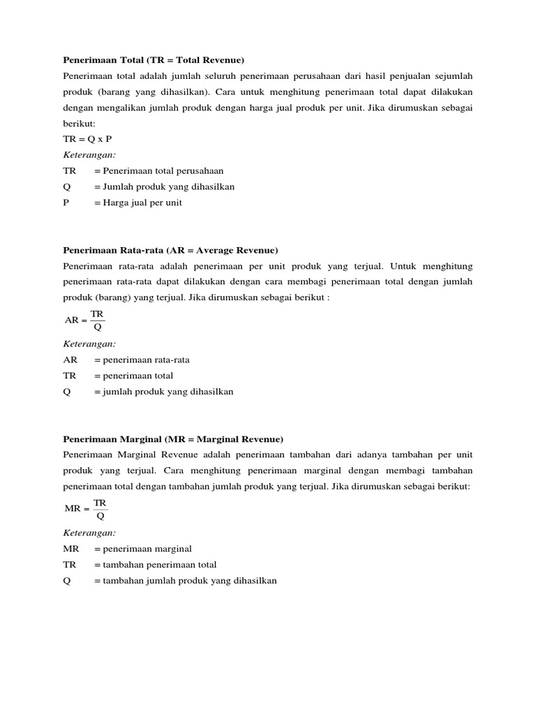 Rumus Penerimaan: TR, AR, MR | PDF