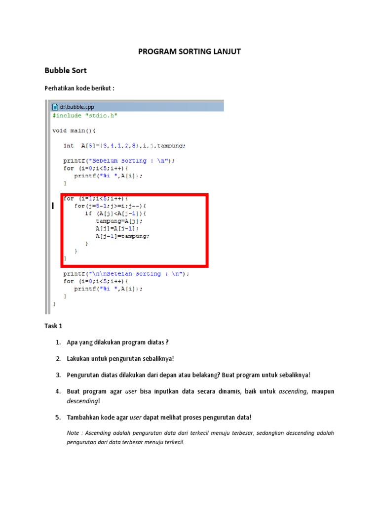 Tugas Struktur Data SORTING | PDF