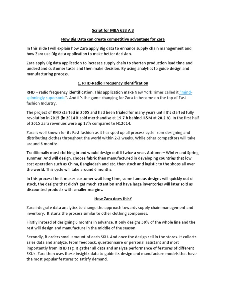 How Zara Use Big Data To Create Competitive Advantage | PDF | Social ...