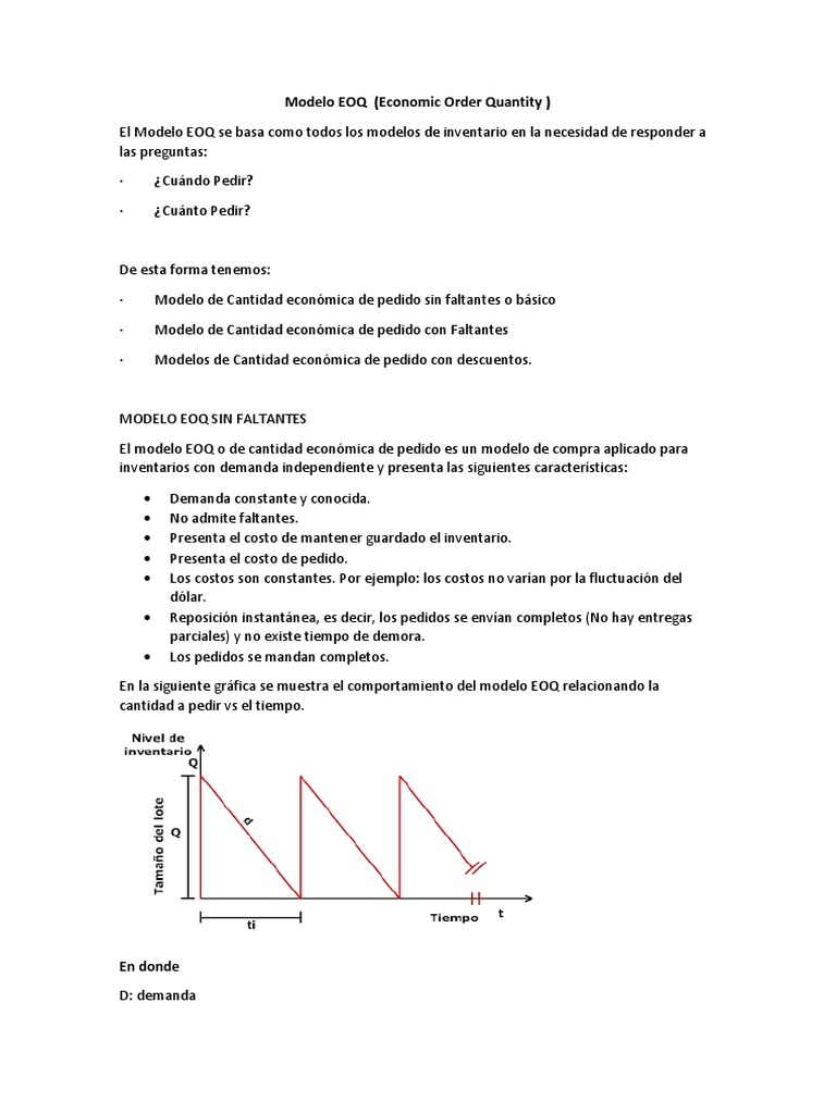 Modelo EOQ (Economic Order Quantity) | PDF | Inventario | Ciencias ...
