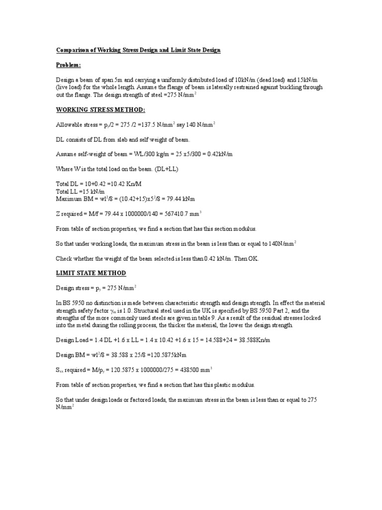 Comparison of Working Stress Design and Limit State Design | PDF