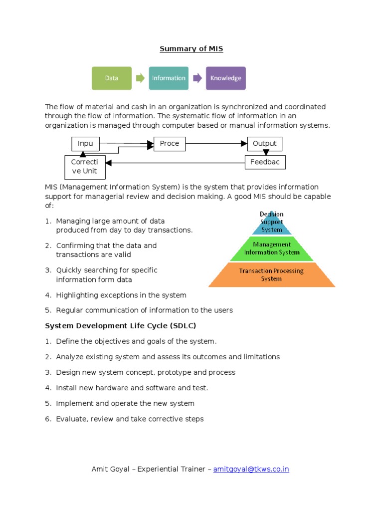 Summary of MIS | Download Free PDF | Databases | Computer Hardware