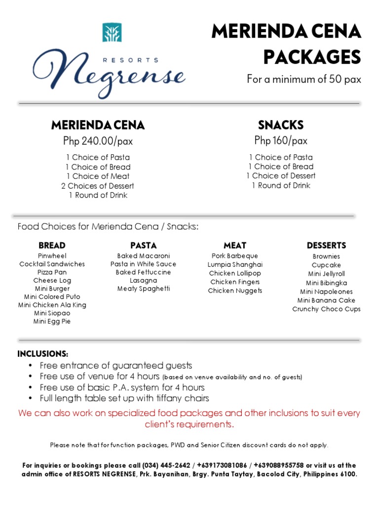 An Affordable Merienda-Cena Package for Groups of 50 or More with ...