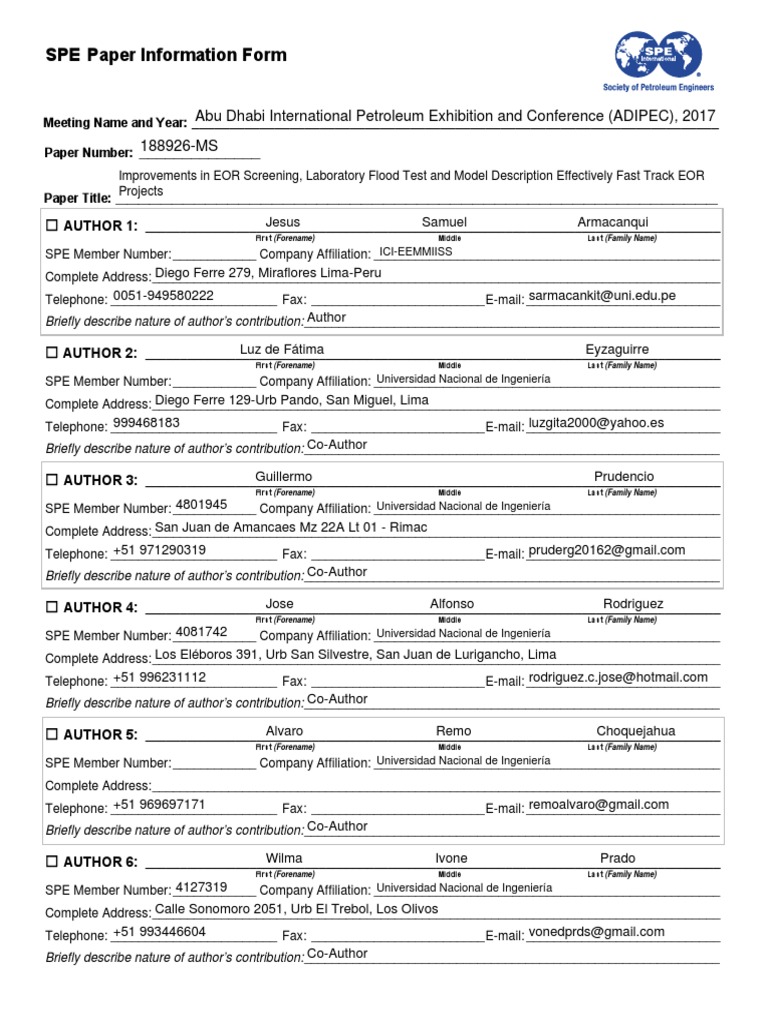 SPE Paper Information Form: Abu Dhabi International Petroleum ...