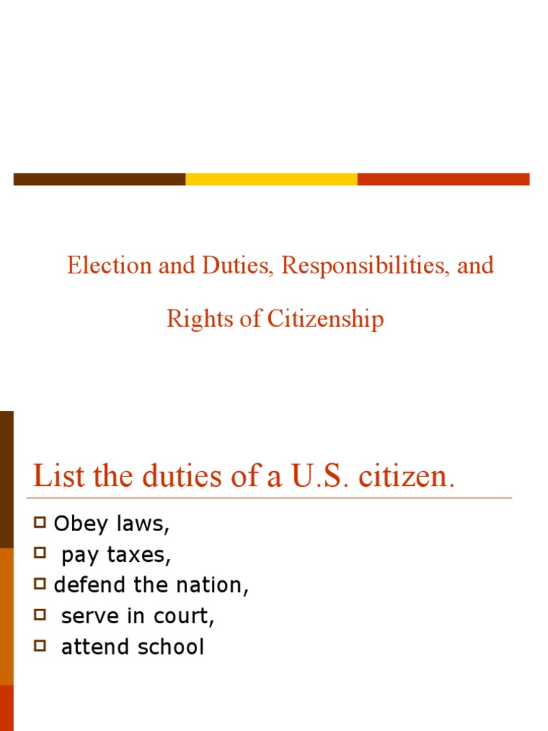 Election and Duties, Responsibilities, and Rights | PDF | Voter ...