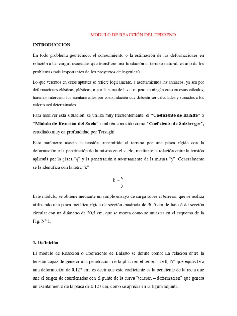 Modulo de Reaccion Del Suelo (Mejorado) | PDF | Estrés (Mecánica) | Elasticidad (Física)