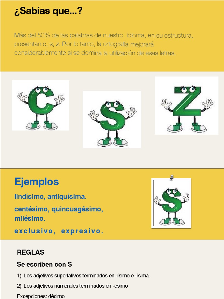 Reglas de ortografía: C, S y Z | PDF | Sintaxis | Unidades Semánticas