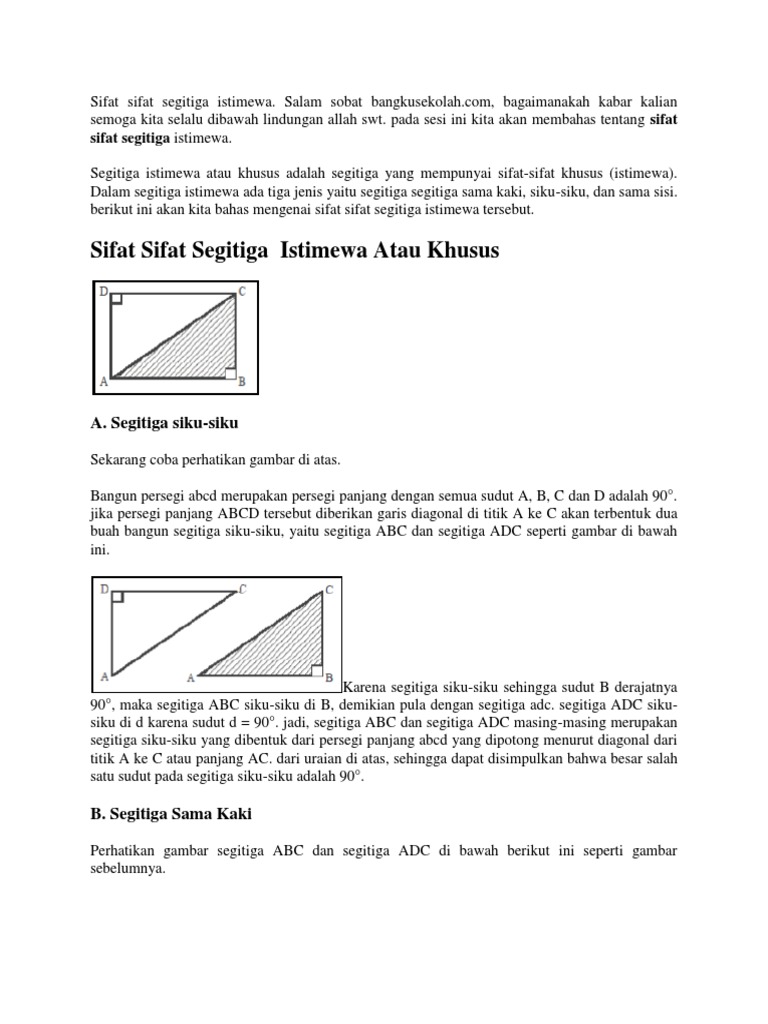 Sifat Sifat Segitiga Istimewa | PDF