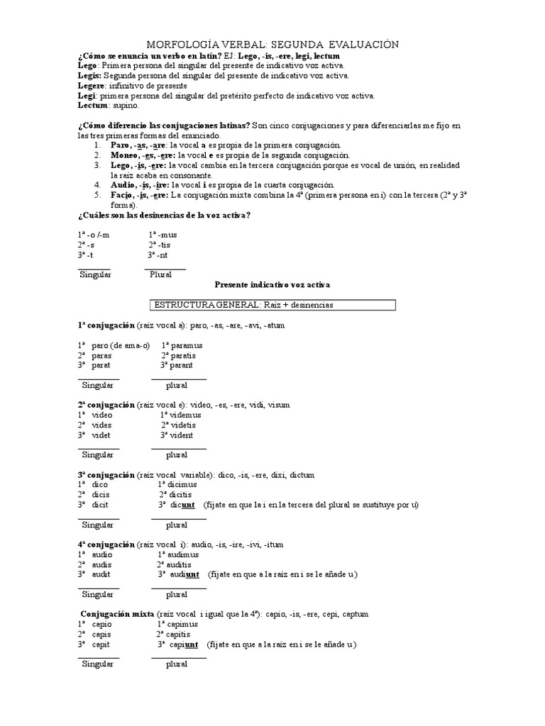 Morfología Verbal 3 Ev Esquema | PDF | Conjugación gramatical | latín