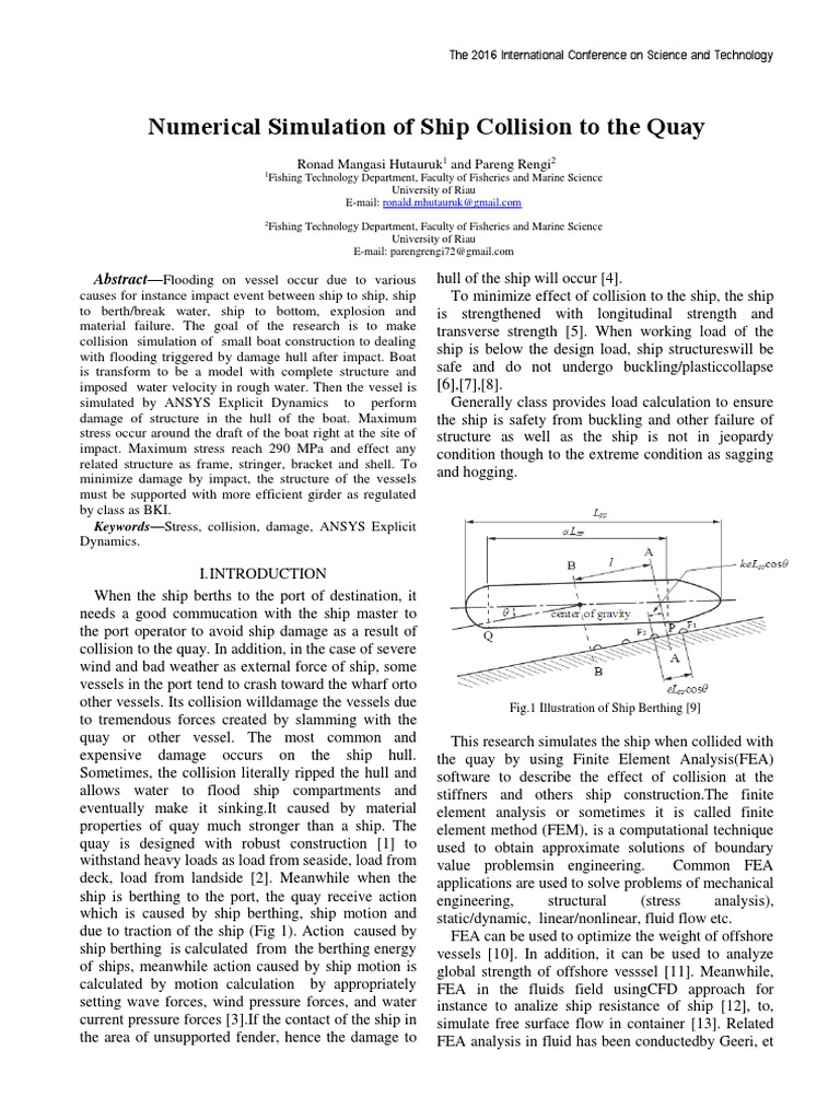 Numerical Simulation of Ship Collision To The Quay: Abstract | PDF ...