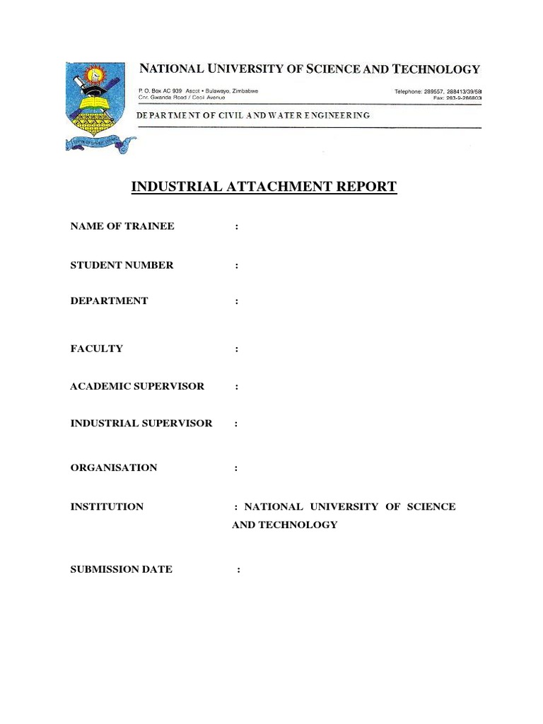 Industrial Attachment Report-Cover Page | PDF