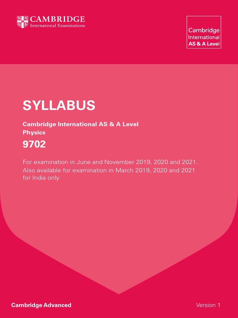 Syllabus: Cambridge International As & A Level Physics | Download Free ...