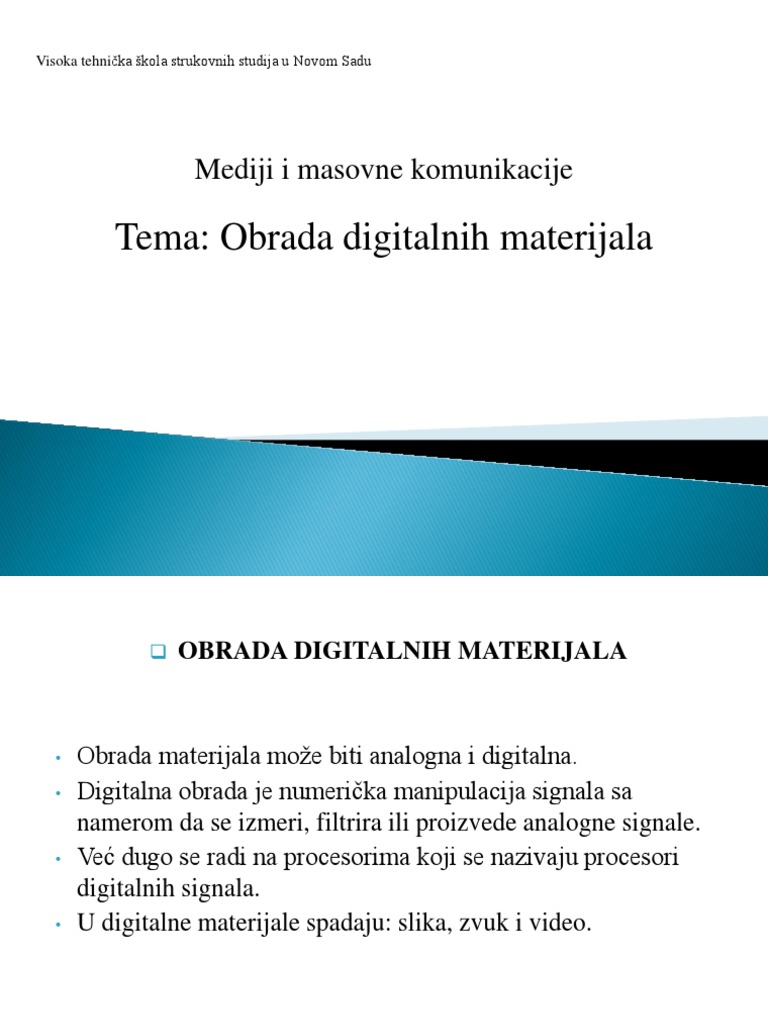 Obrada Digitalnih Materijala | PDF