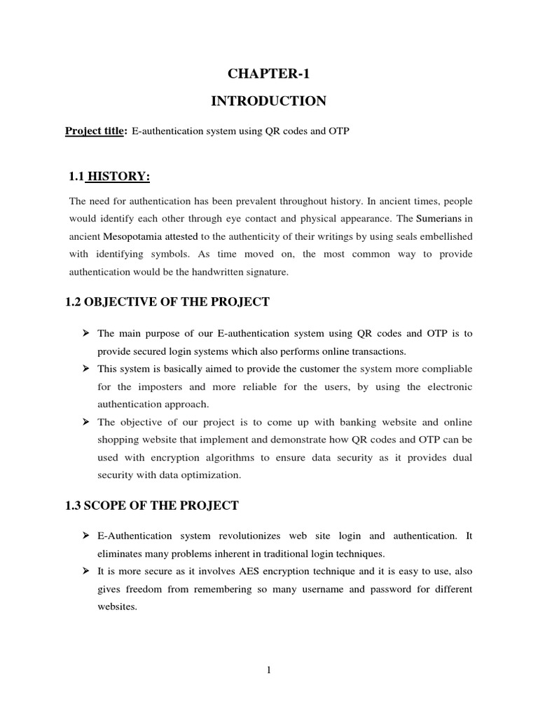 Chapter-1: 1.1 HISTORY | PDF | Authentication | Qr Code