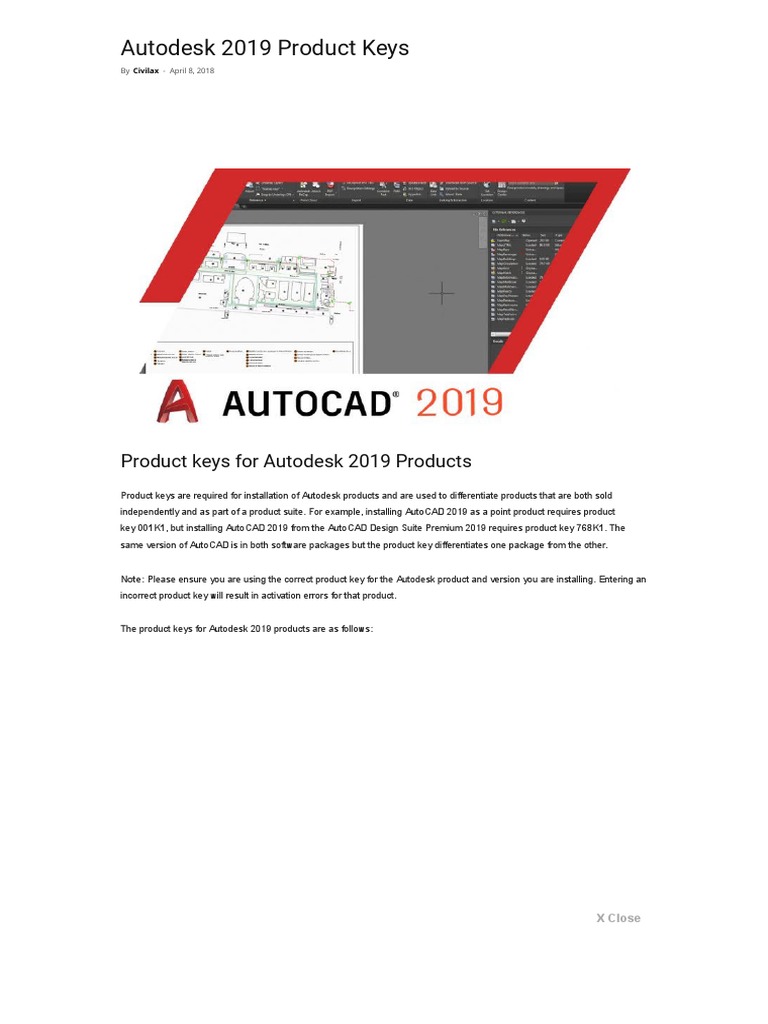Autodesk 2019 Product Keys - Civil Engineering Community | Auto Cad ...