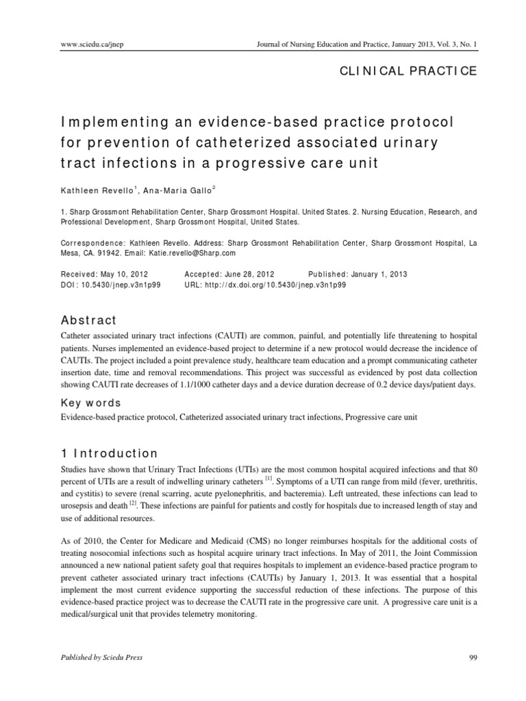 Implementing An Evidence-Based Practice Protocol For Prevention of ...