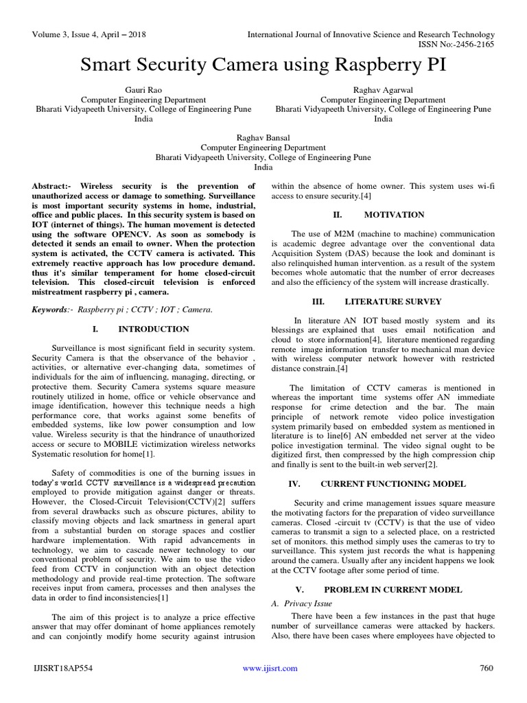 Smart Security Camera Using Raspberry PI | PDF | Closed Circuit ...