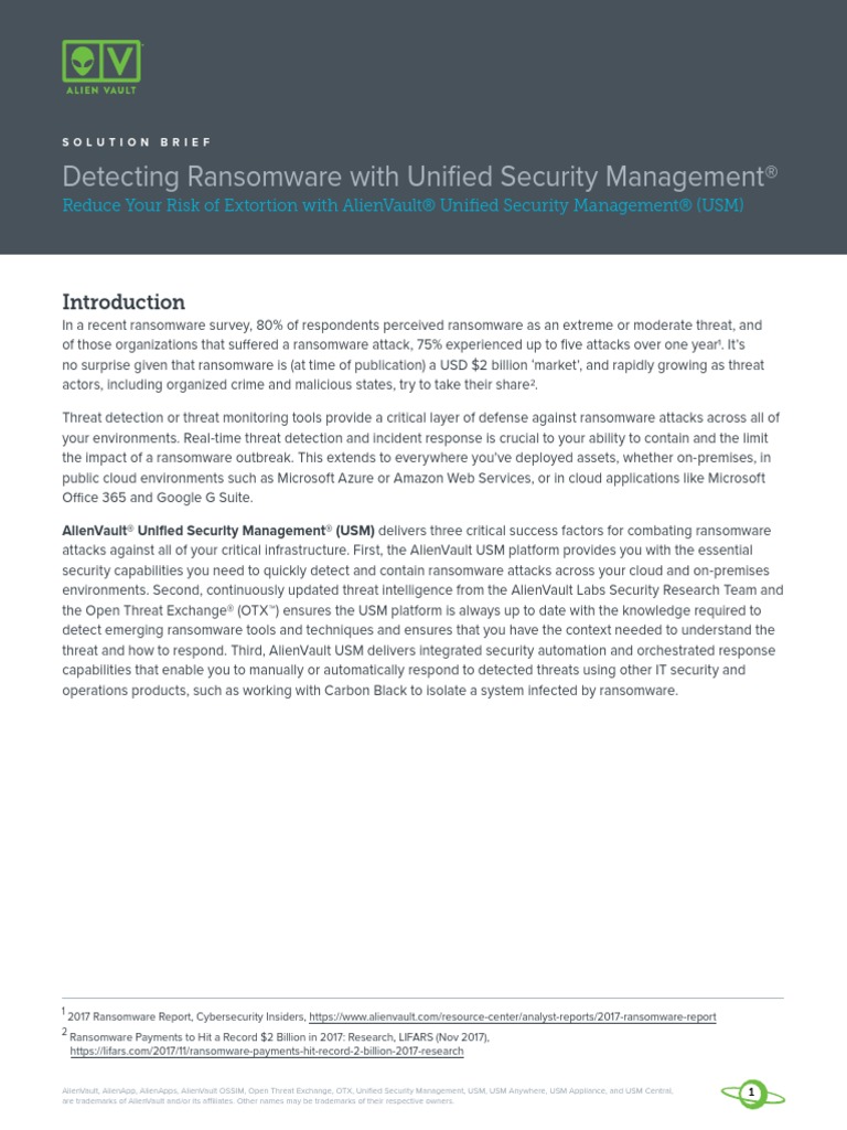 Detecting Ransomware With Alienvault Usm | PDF | Ransomware | Threat ...