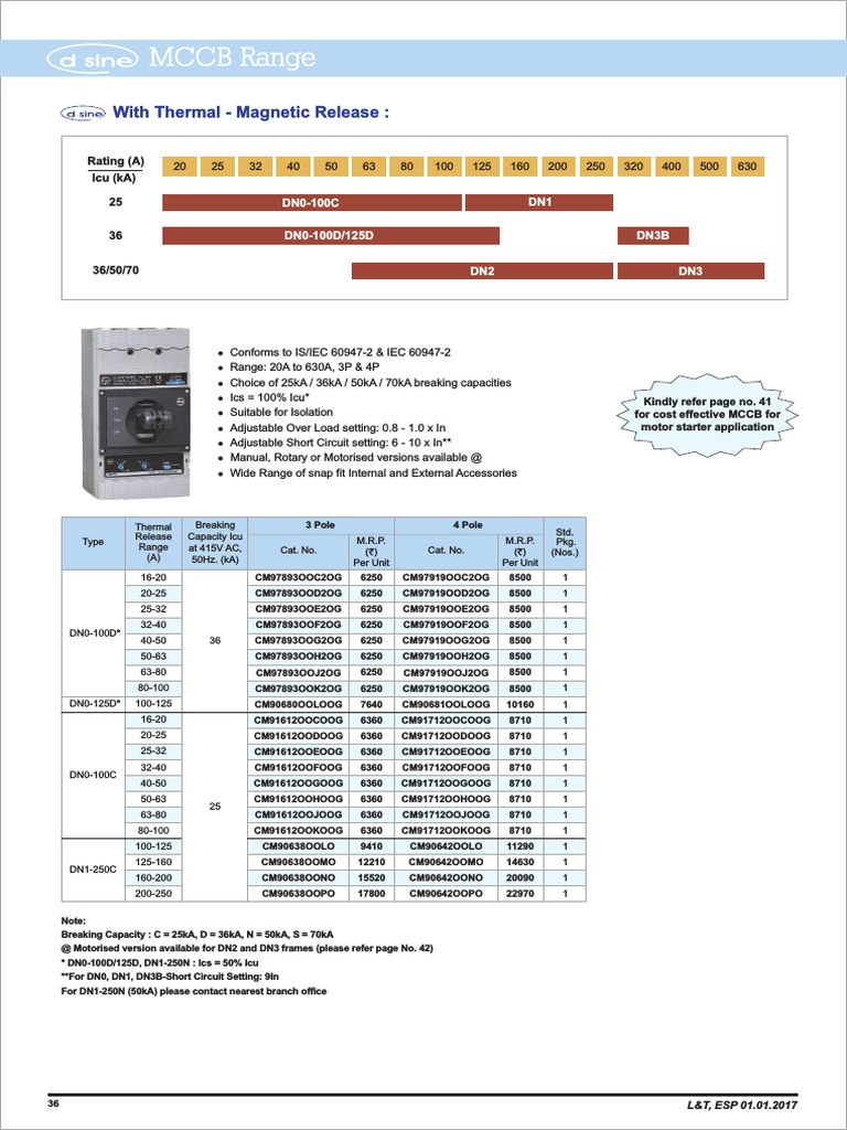 MCCB Range: With Thermal - Magnetic Release | PDF | Manufactured Goods ...