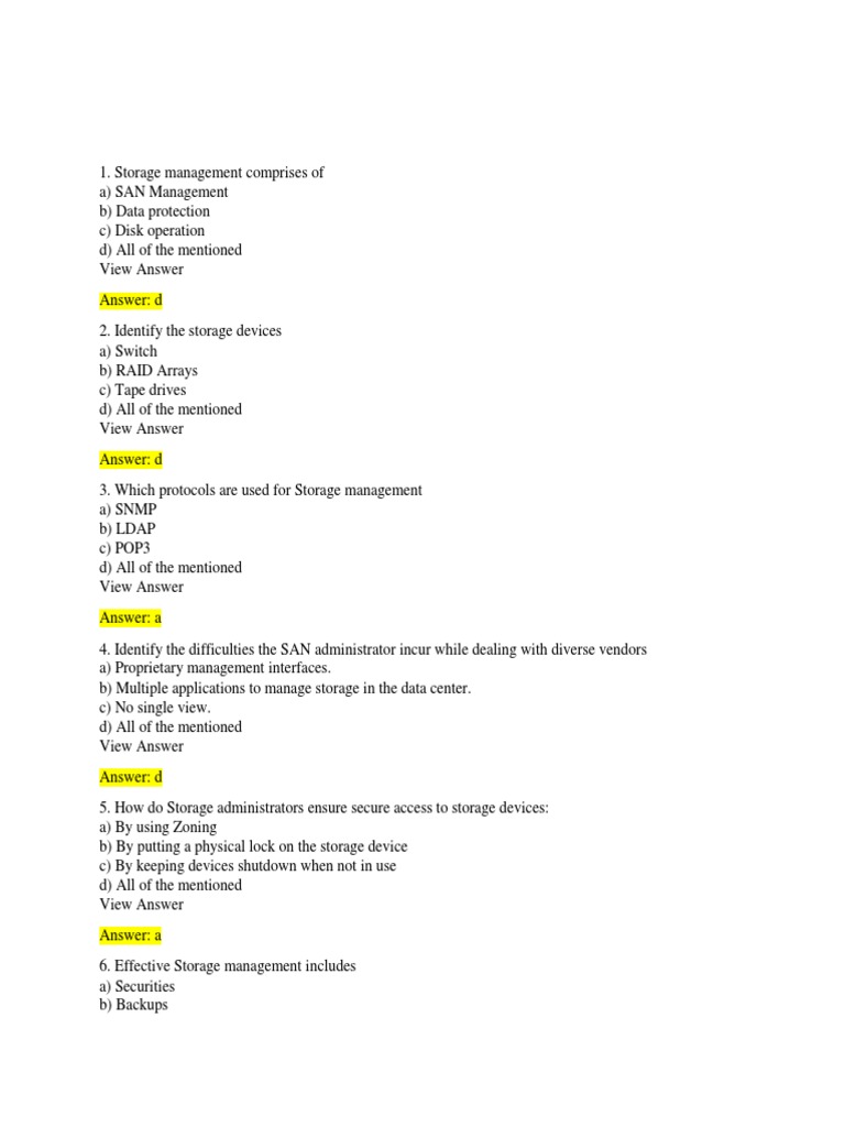 This Set of Multiple Choice SAN Storage Questions and Answers Focuses On Storage Virtualization ...
