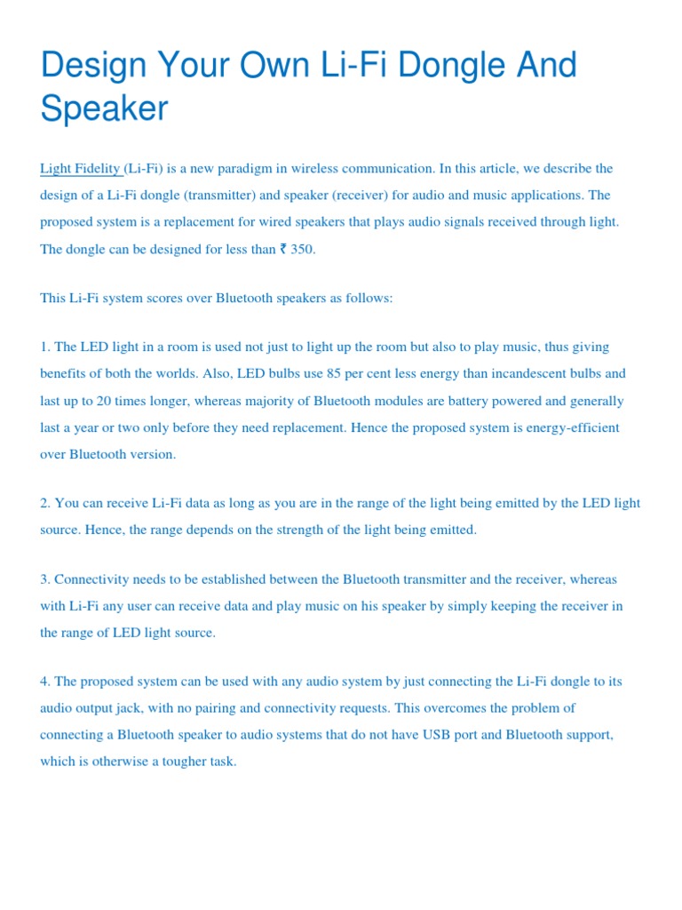 Simple LiFi Circuit For School and College Project | PDF | Light ...