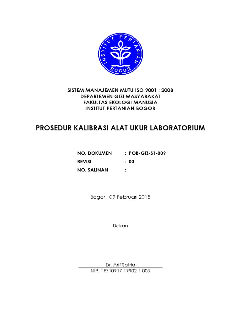 Prosedur Kalibrasi Alat Ukur Laboratorium | PDF
